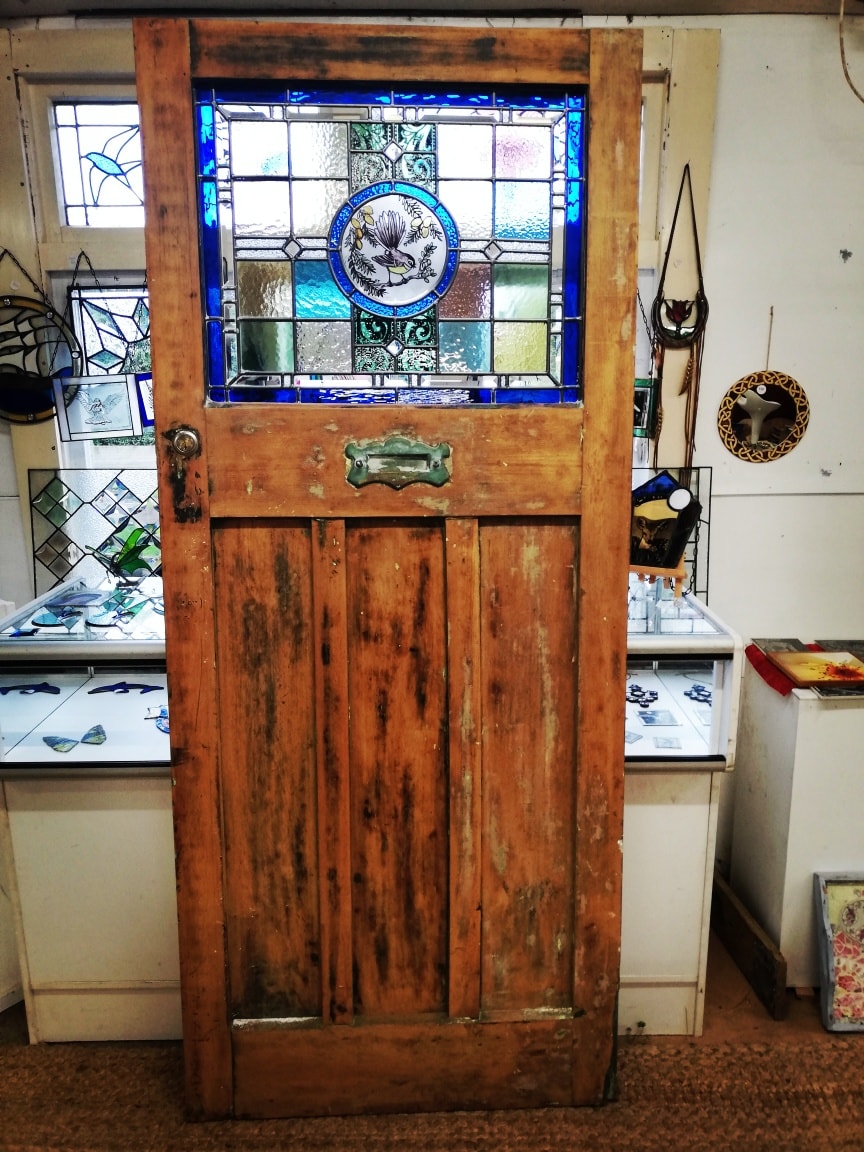 Stained glass fantail door